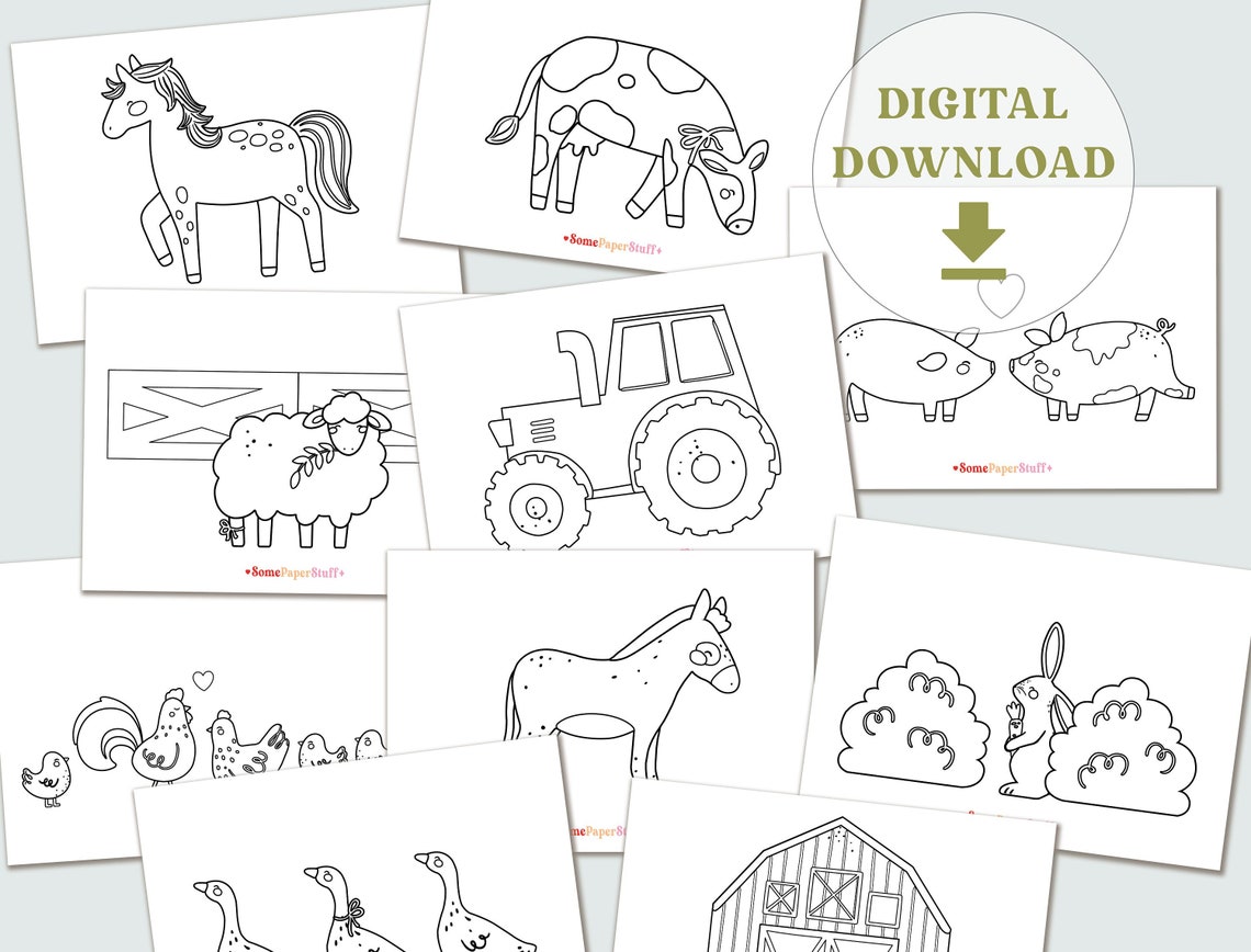 Farm Coloring Pages, Summertime Kids Activities, Printable Simple ...