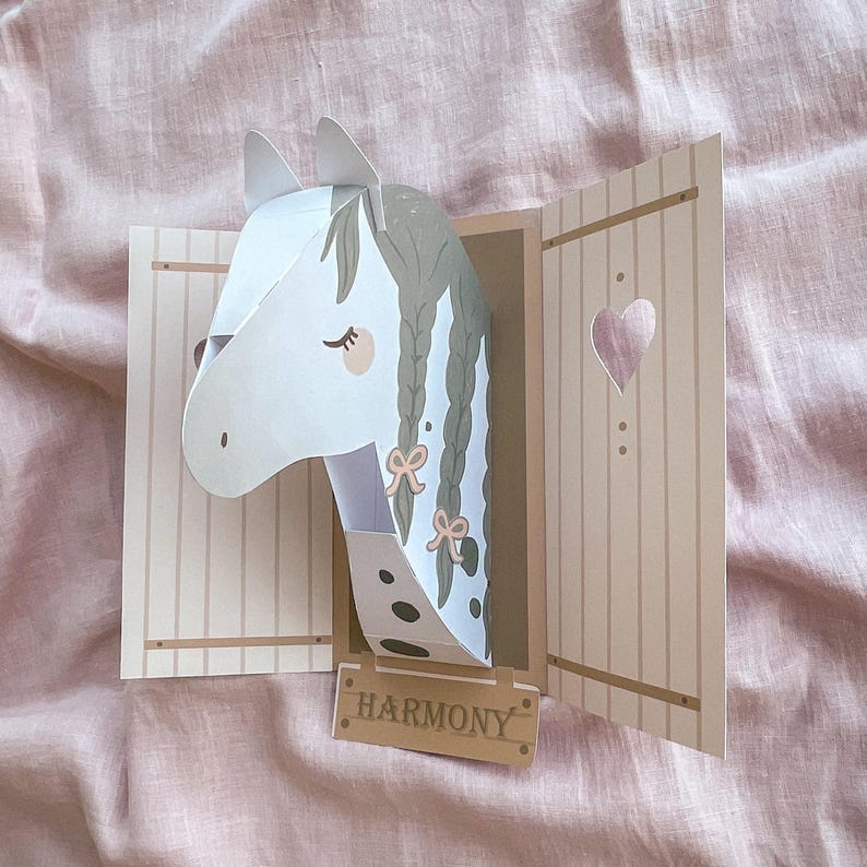 Horse Stable Paper Decoration - 3D Pony Heads for Kids & Horse Lovers ...