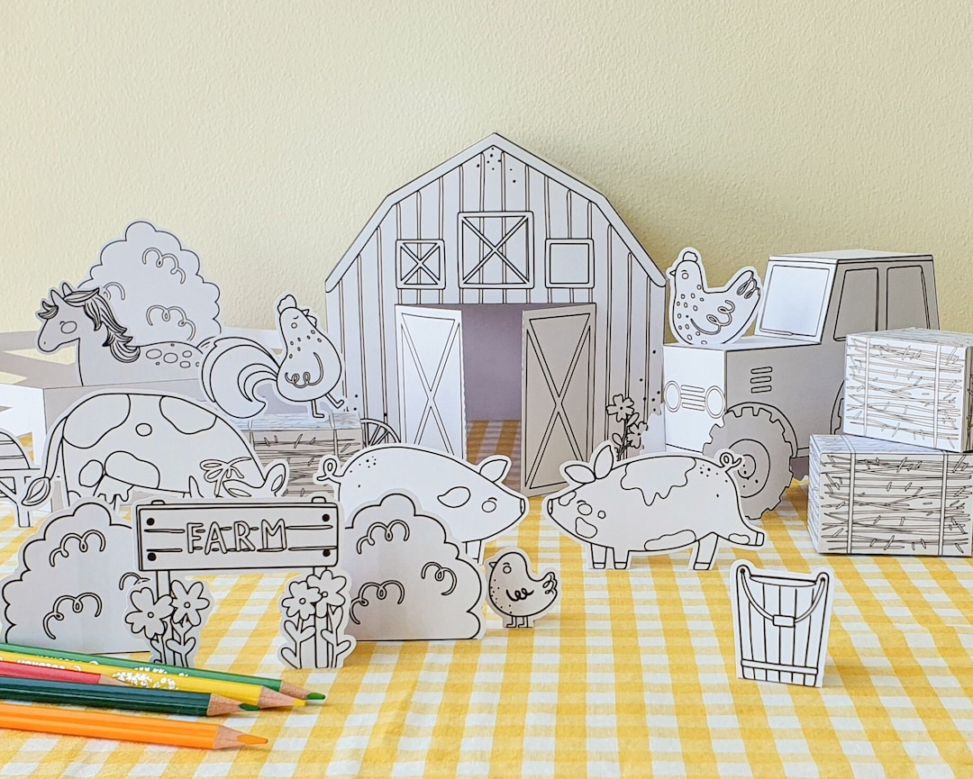 Printable Coloring Farm for Kids, Summer Activities for Grandchildren ...