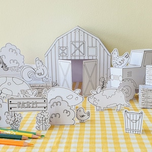 Printable Coloring Farm for Kids, Summer Activities for Grandchildren ...
