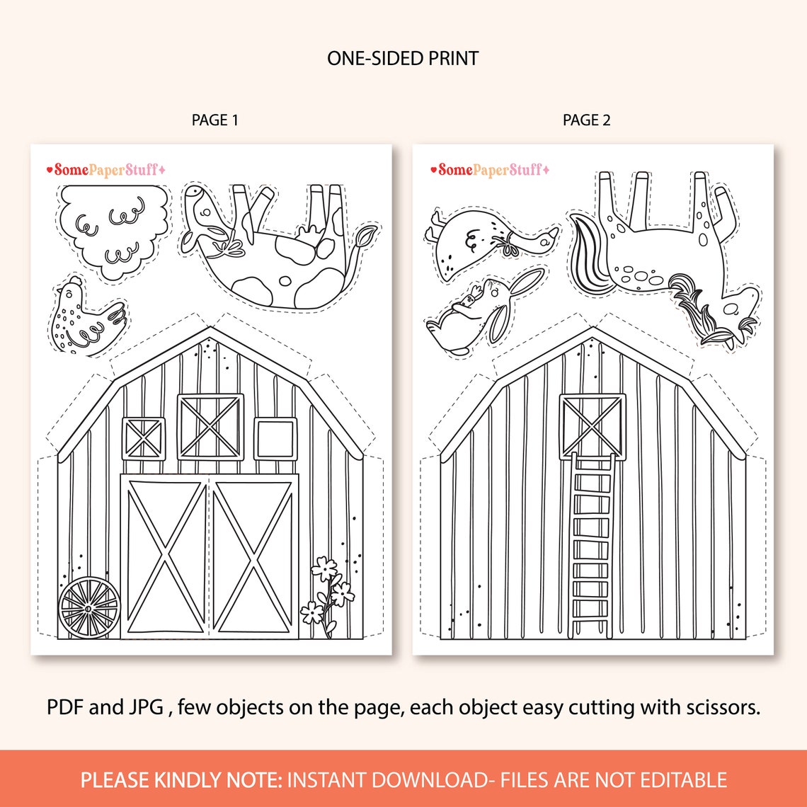 Printable Coloring Farm for Kids, Summer Activities for Grandchildren ...