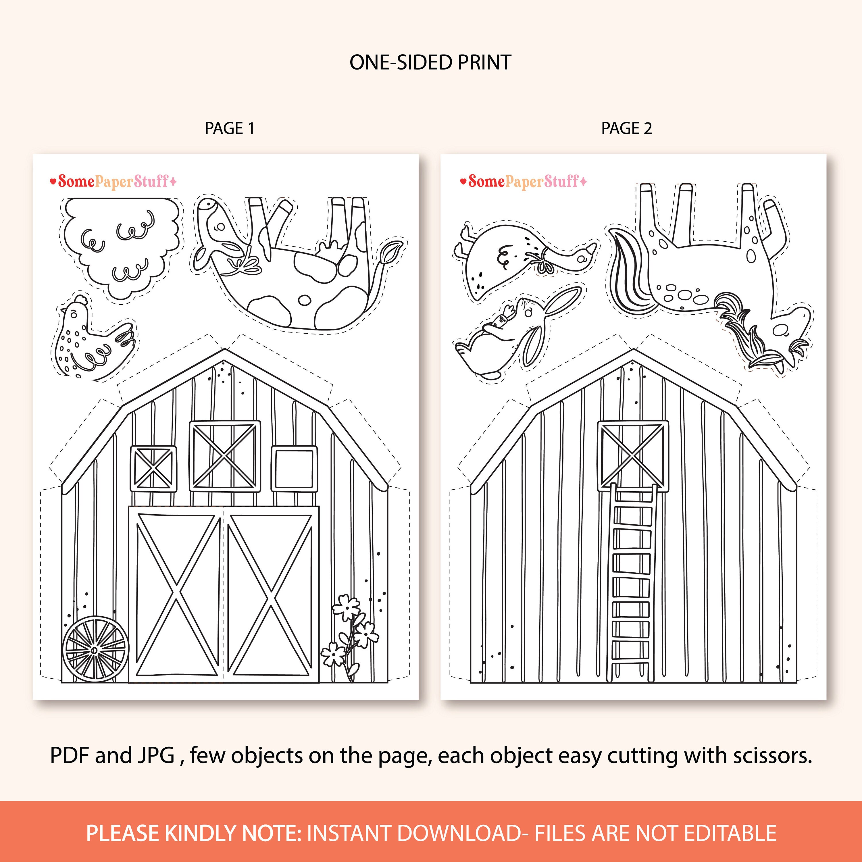 Printable Coloring Farm for Kids, Summer Activities for Grandchildren ...