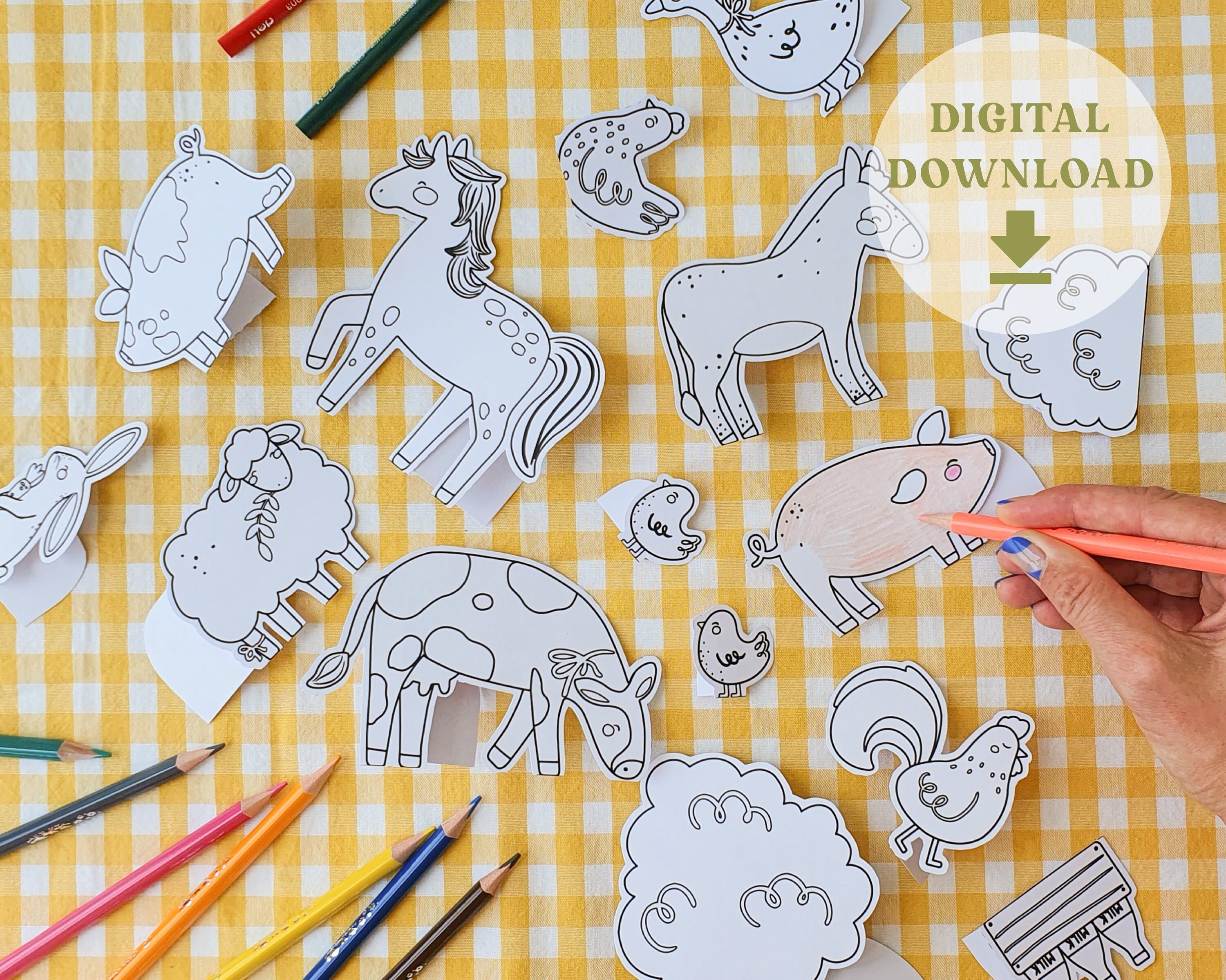 Printable Coloring Farm for Kids, Summer Activities for Grandchildren ...