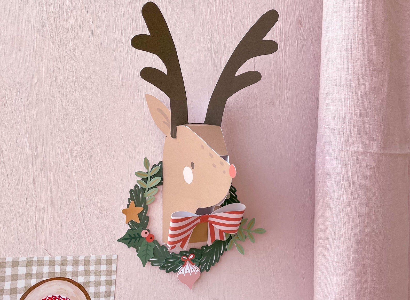 Reindeer Head, Printable 3D Paper Crafts, DIY Christmas Home Decor ...