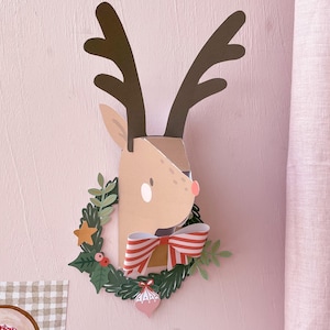 Reindeer Head, Printable 3D Paper Crafts, DIY Christmas Home Decor ...