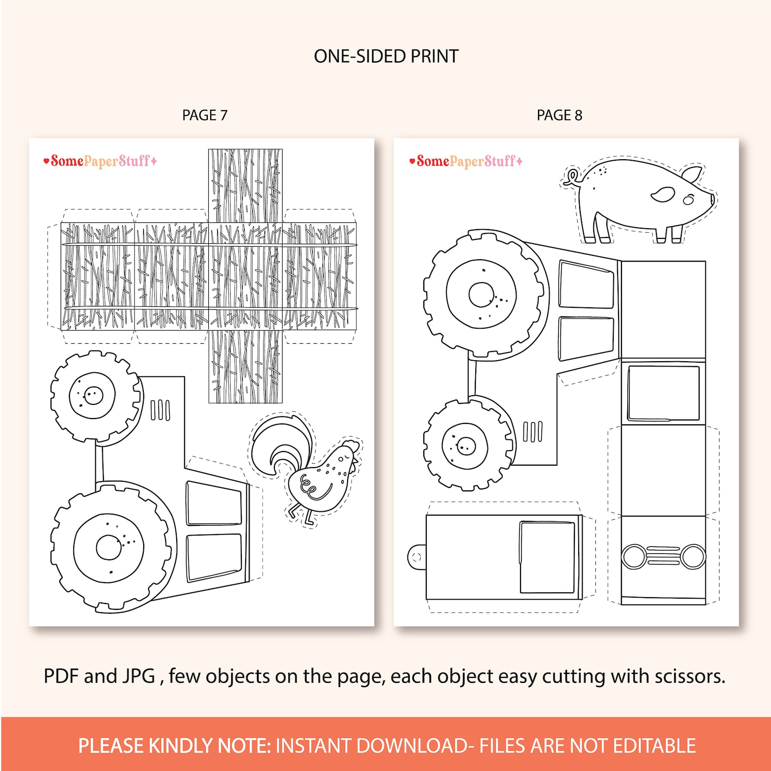 Printable Coloring Farm for Kids, Summer Activities for Grandchildren ...