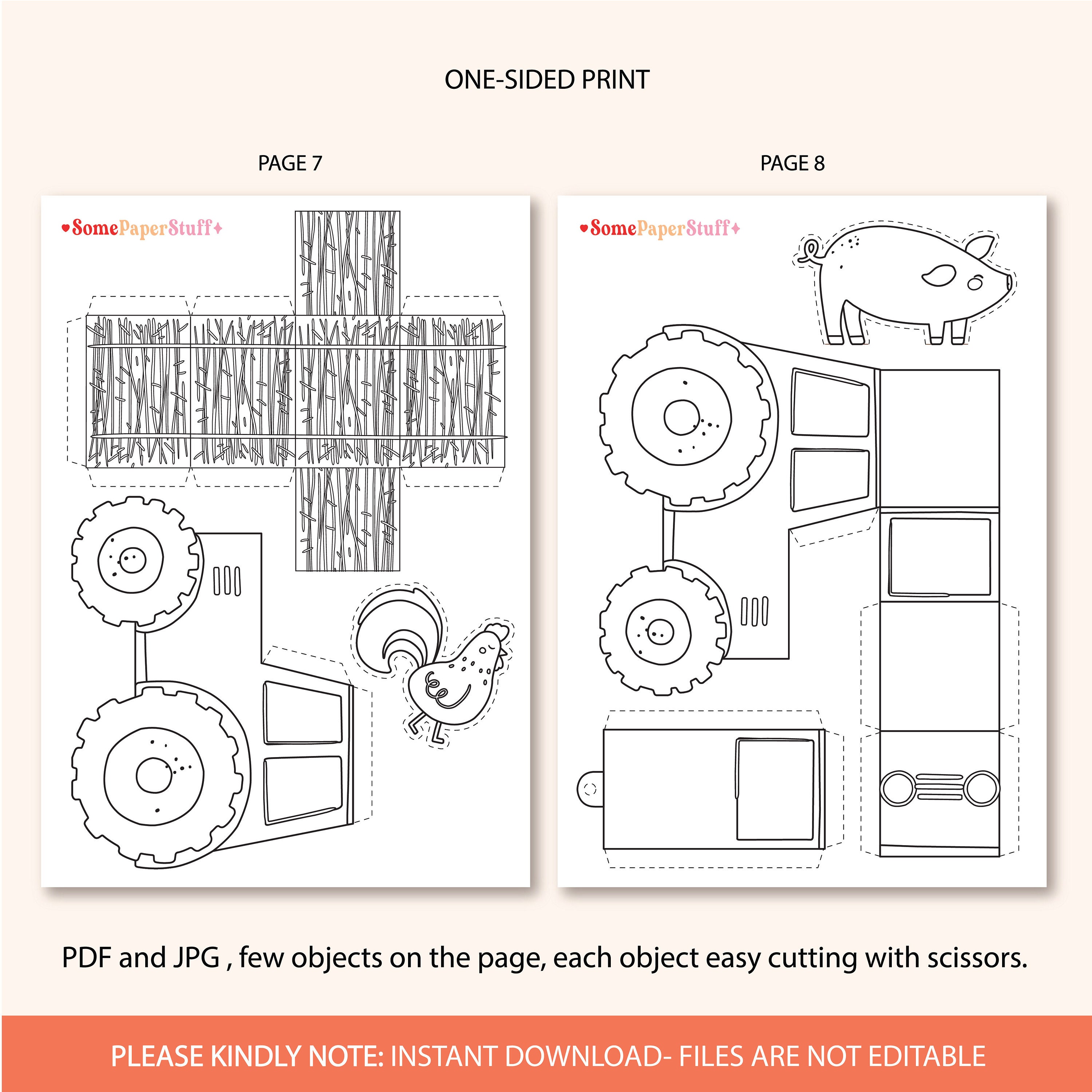 Printable Coloring Farm for Kids, Summer Activities for Grandchildren ...