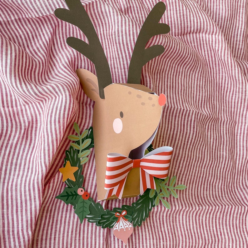 Reindeer Head, Printable 3D Paper Crafts, DIY Christmas Home Decor ...