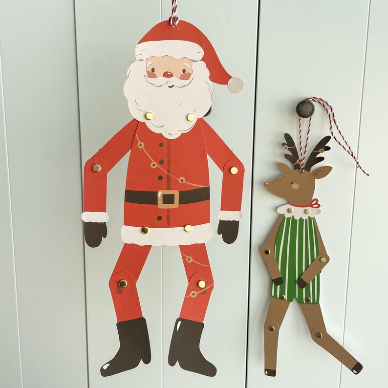 Printable Articulated Paper Dolls, Santa Claus & Reindeer Set ...