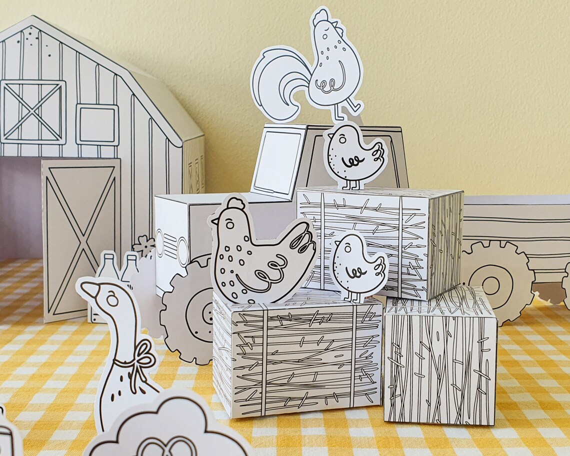 Printable Coloring Farm for Kids, Summer Activities for Grandchildren ...