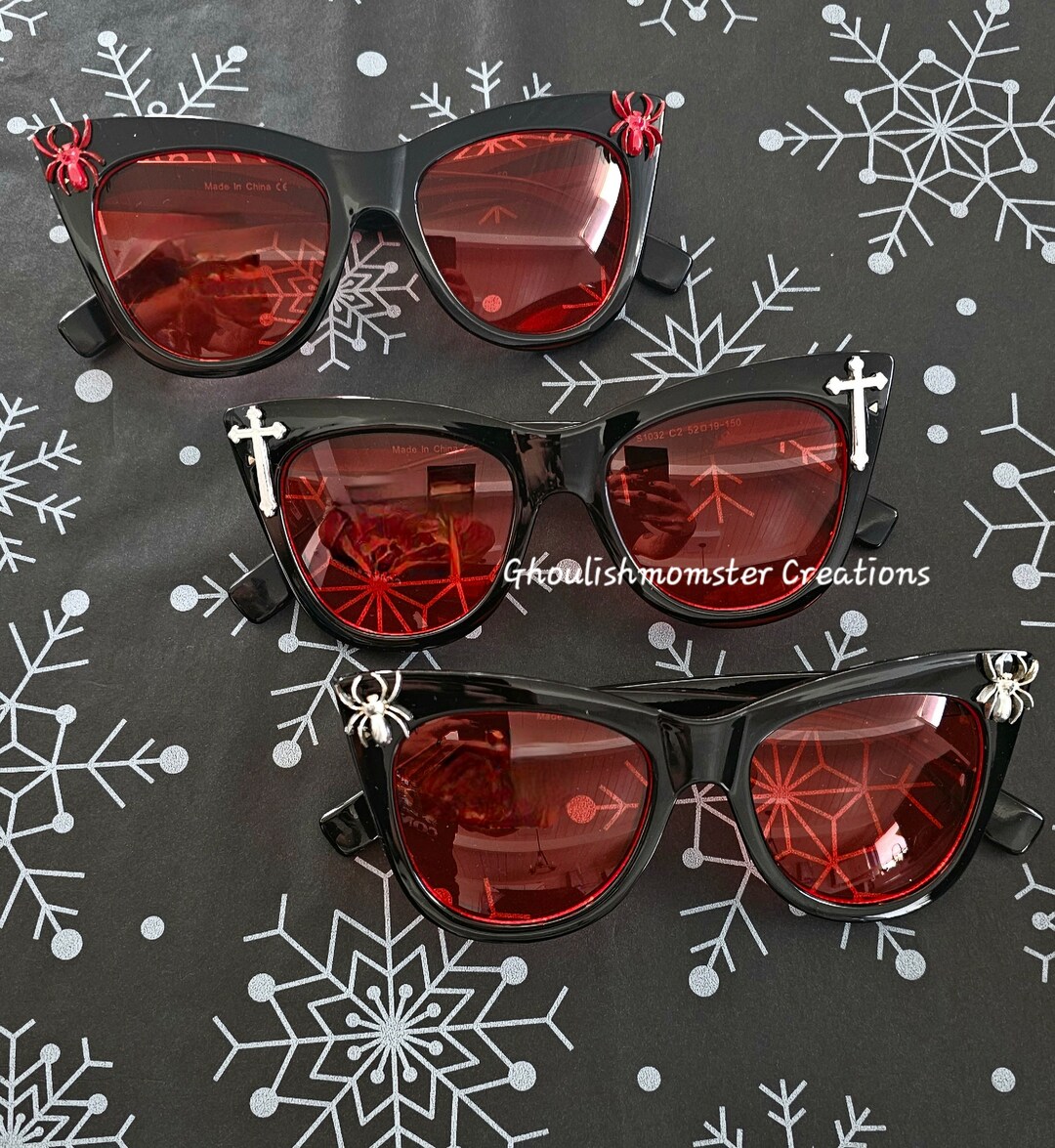 Ghoulish Red Cateye Embellished Sunnies - Etsy