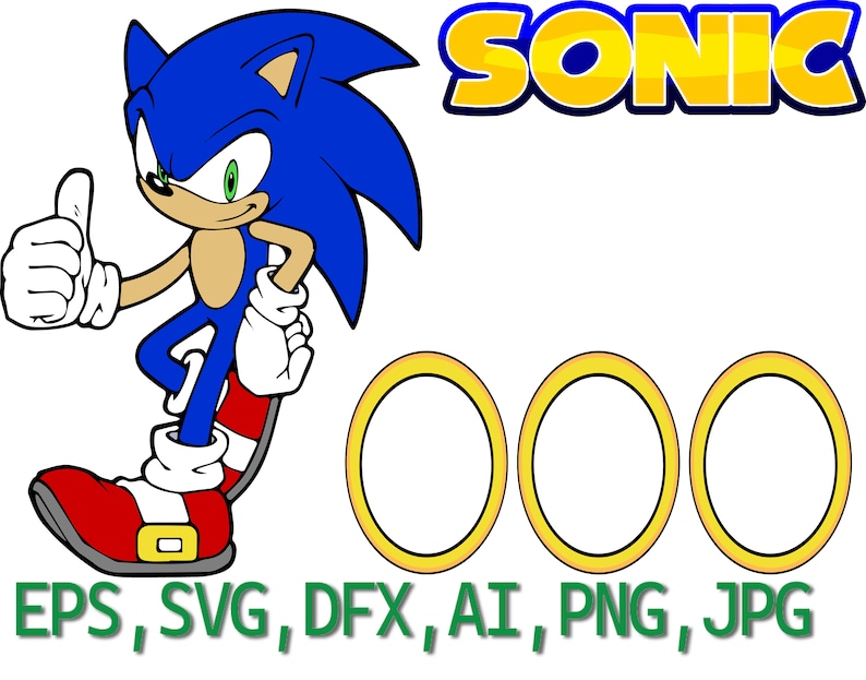 Sonic the Hedgehog SVG DXF EPS Png Illustrator. Sonic - Etsy