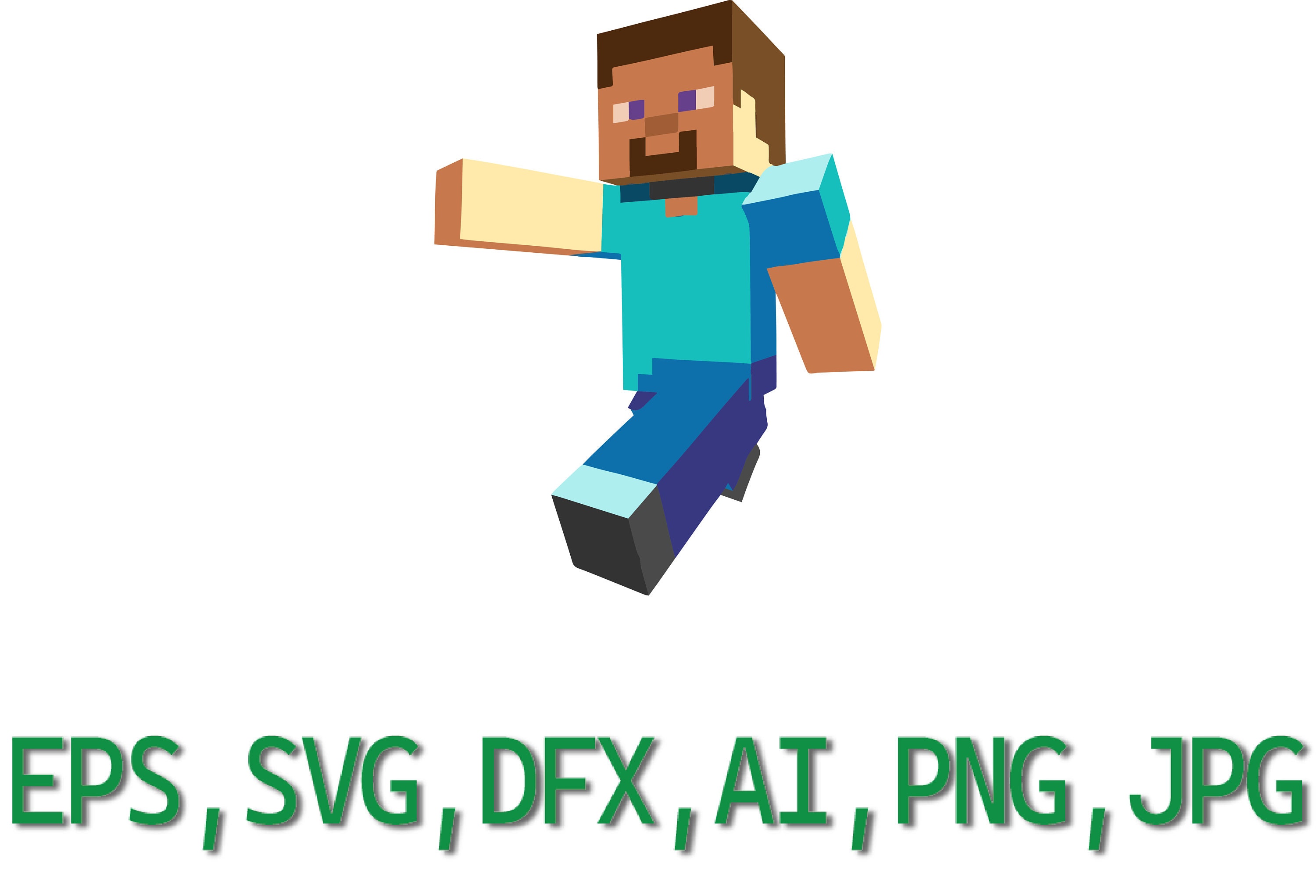 Minecraft SVG DXF EPS Png Illustrator. Steve Clipart - Etsy UK