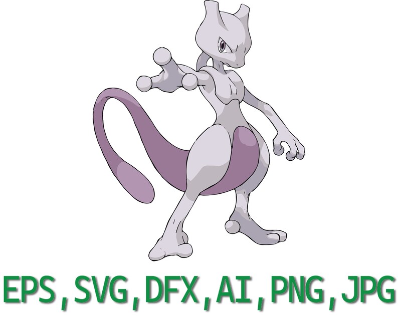 Pokemon SVG DXF EPS Png Illustrator. Mewtwo Clipart - Etsy