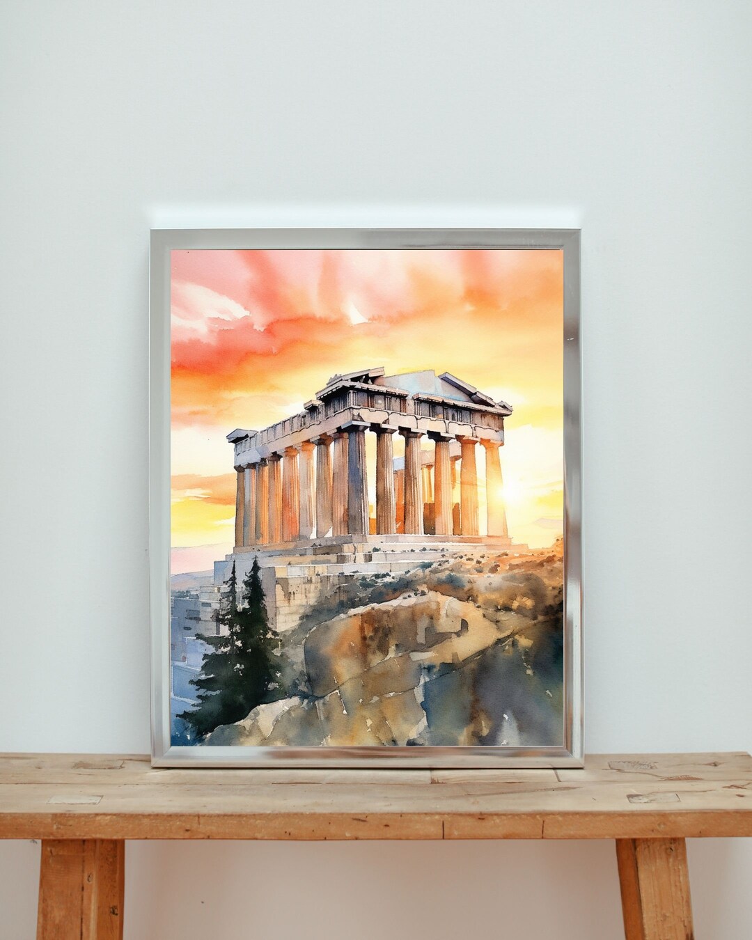 Parthenon Sunset #01 | Watercolor Painting | Modern Farmhouse Decor ...