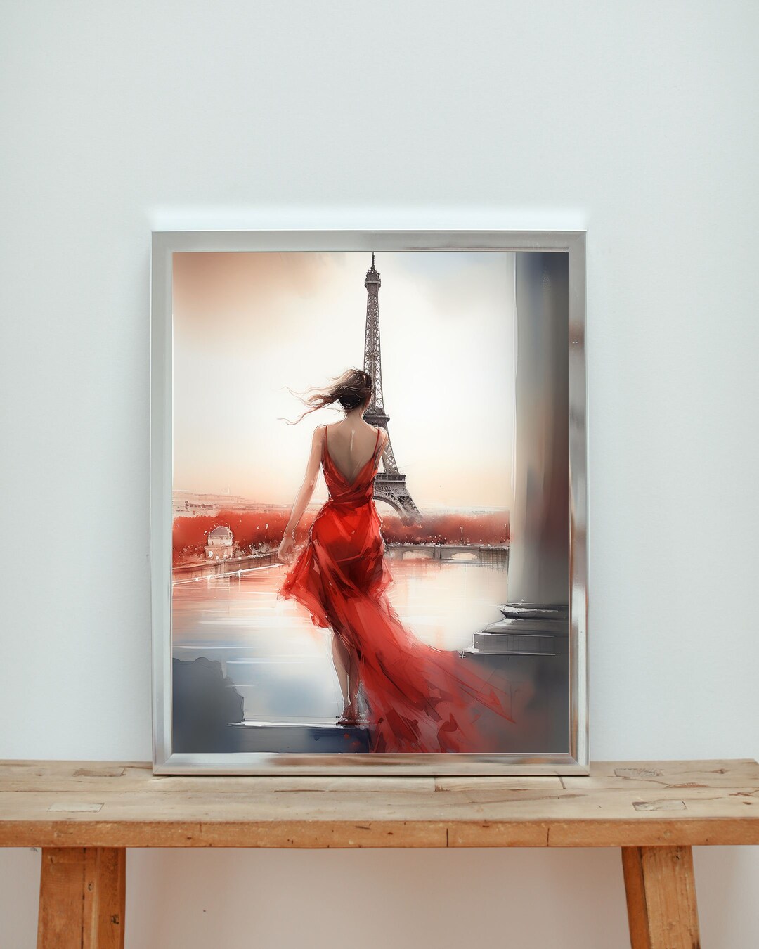 Lady in Red / Paris #6 | Paris | Eiffel Tower | Cottage Wall Decor ...