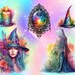 20 Rainbow Witch Pack 2 Clipart PNG Full Commercial Use Fantasy Clipart Witch Clipart Watercolor ...