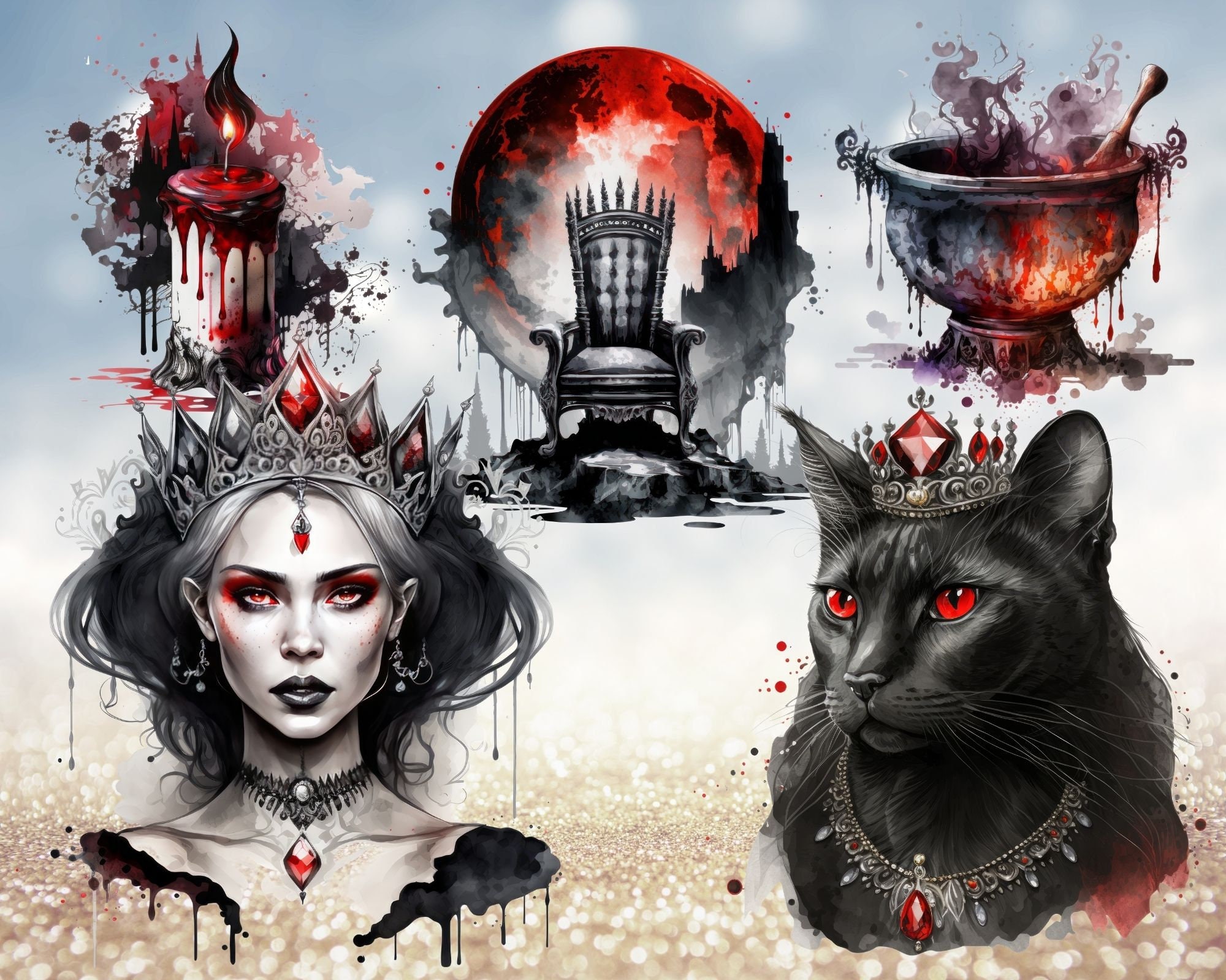 15 Royal Witch Pack Clipart PNG Full Commercial Use Fantasy Clipart ...