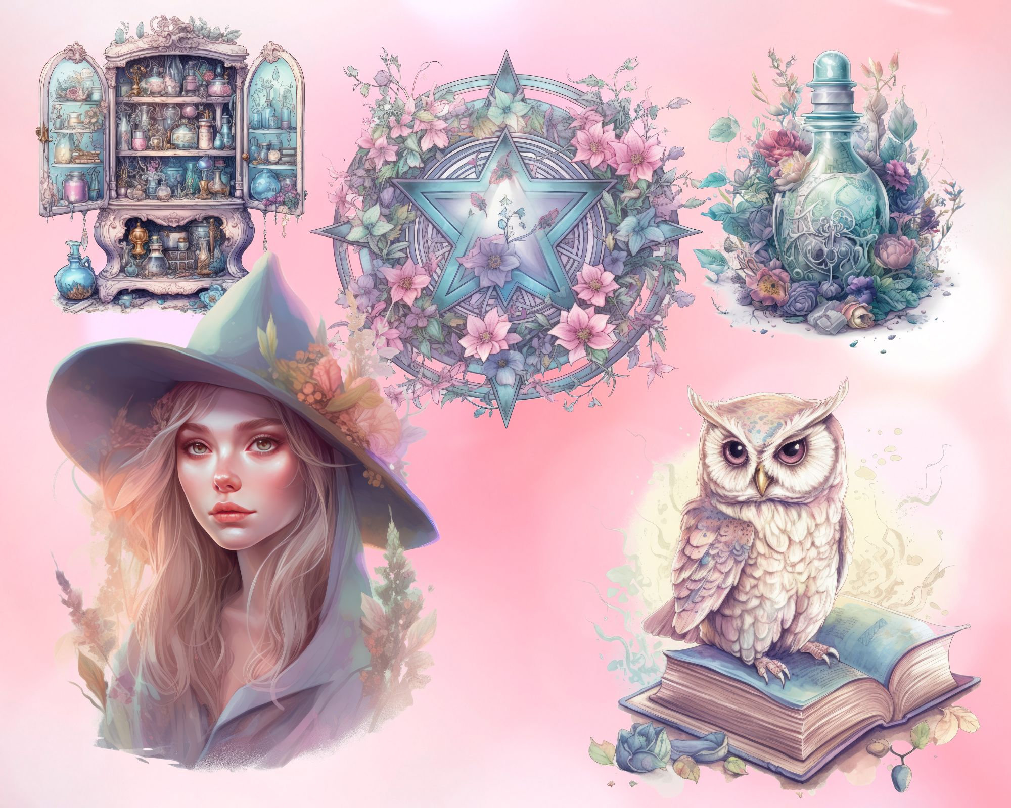 15 Good Witch Pack-02 Clipart PNG Full Commercial Use - Etsy