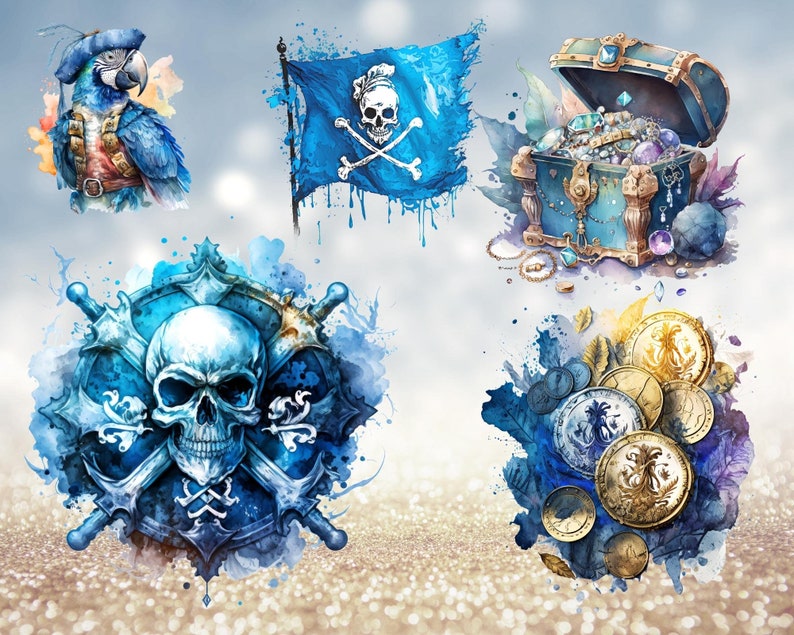25 Blue Pirate Princess Clipart PNG Full Commercial Use Fantasy Clipart ...