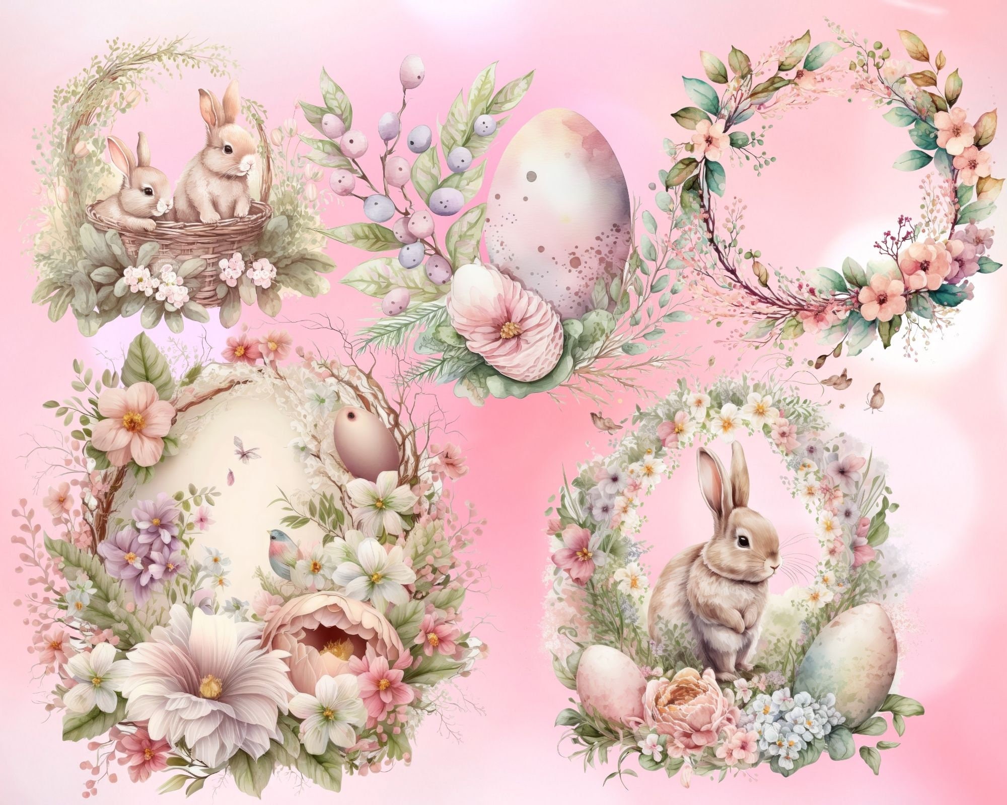 15 Pink Easter Clipart PNG Full Commercial Use Bunny Clipart Easter ...