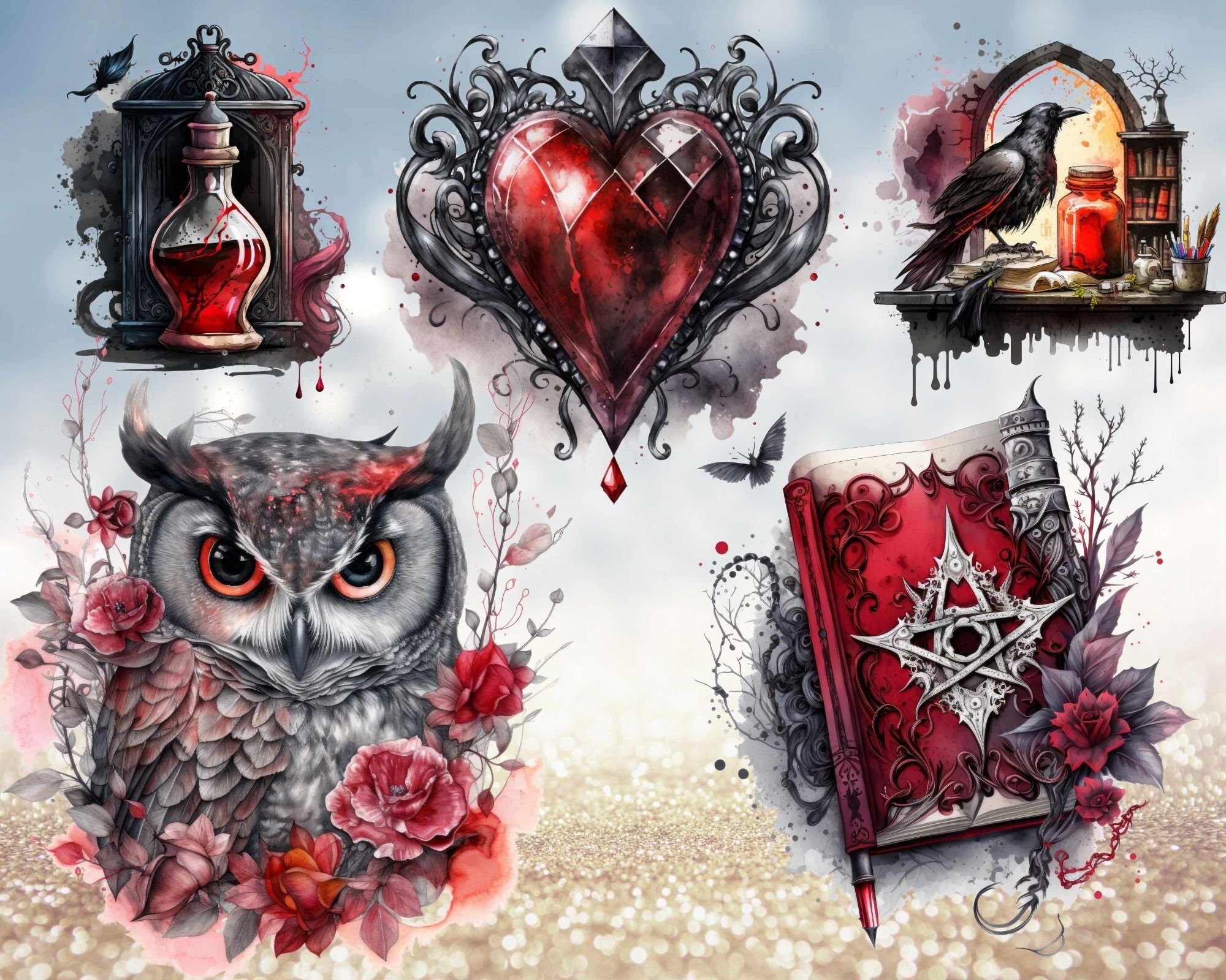 15 Royal Witch Pack Clipart PNG Full Commercial Use Fantasy Clipart ...