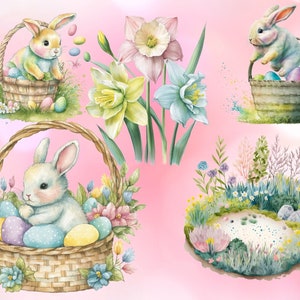 25 Happy Rainbow Easter Clipart | PNG | Full Commercial Use | Bunny ...