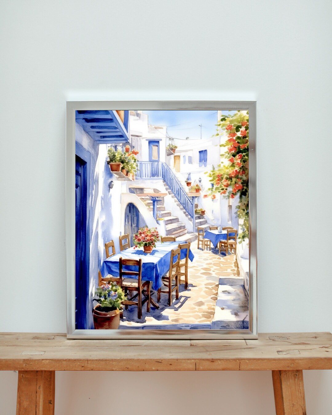 Greek Taverna #02 | Watercolor Painting | Modern Farmhouse Decor ...