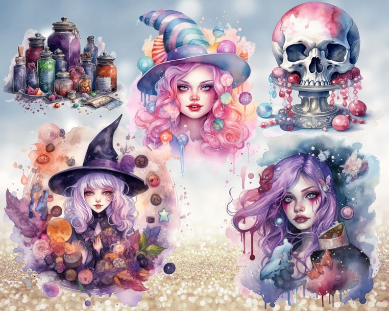 15 Candy Witch Pack-01 Clipart PNG Full Commercial Use - Etsy