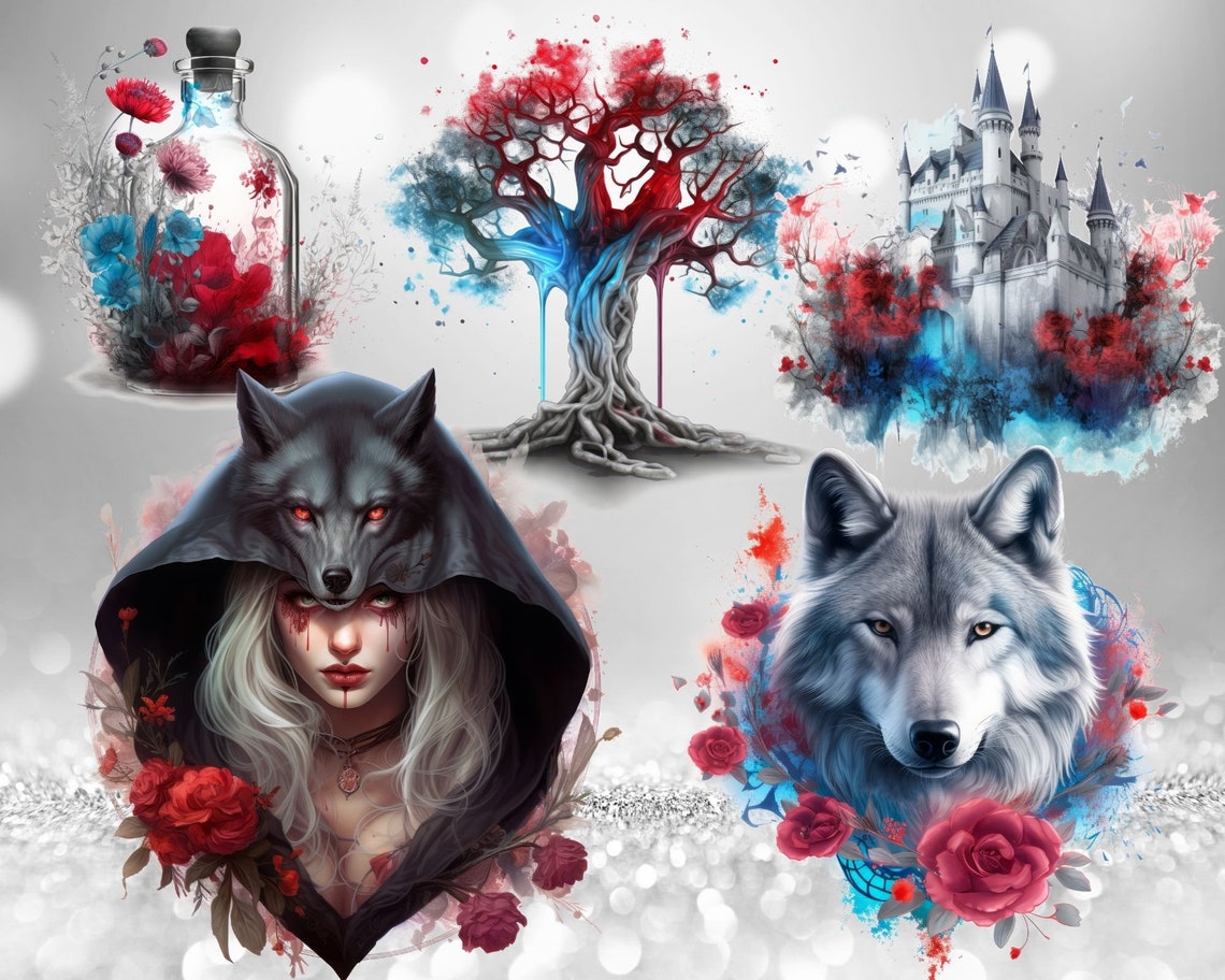 20 Wolf Witch Pack-02 Clipart PNG Full Commercial Use Fantasy Clipart ...