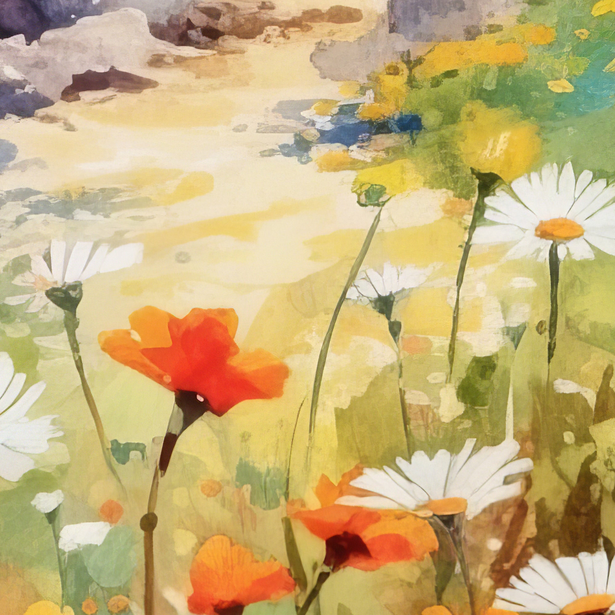 Wild Flowers of Crete 1 Watercolor Painting Modern Farmhouse Decor ...