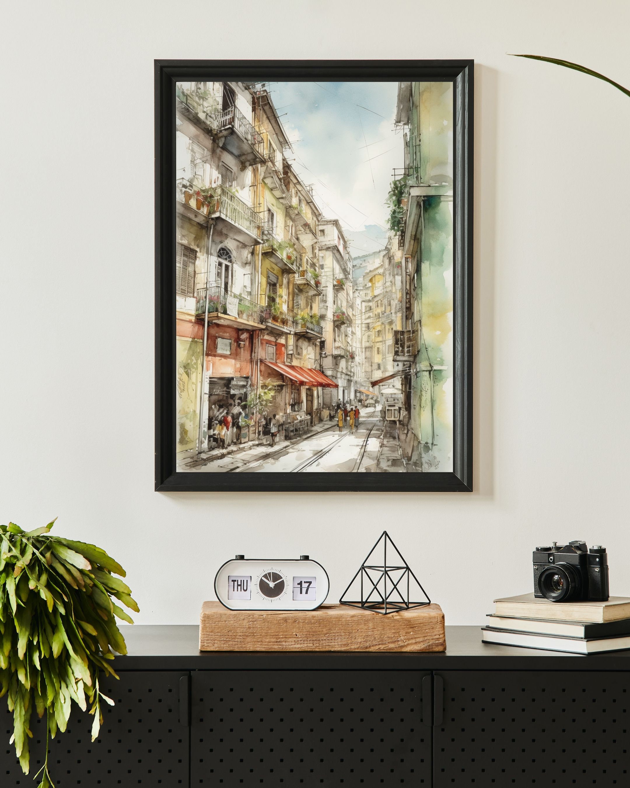 Street in Naples 2 Watercolor Painting Naples Modern Farmhouse Decor ...