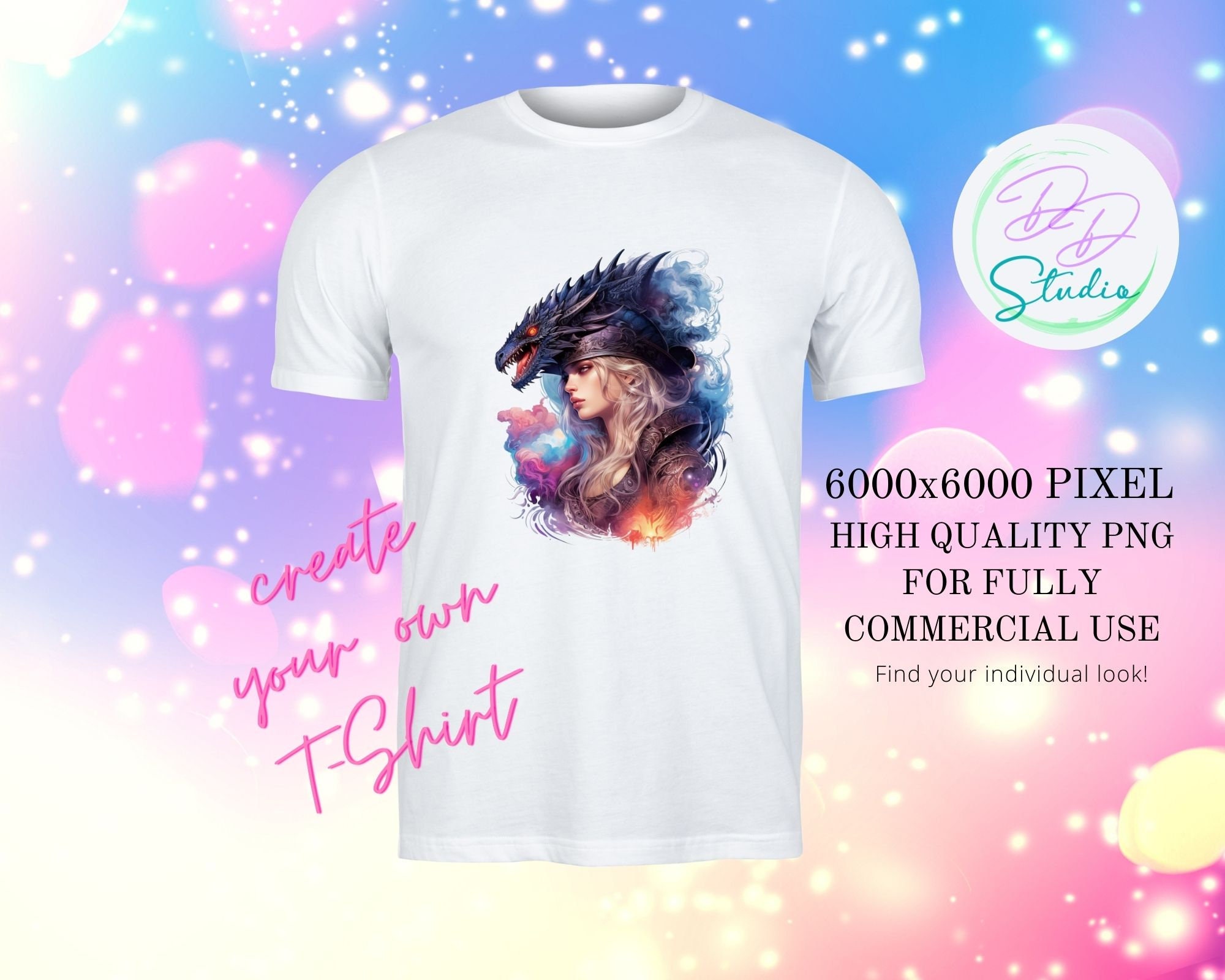 25 Neon Dragon Witch Pack-01 Clipart PNG Full Commercial Use Fantasy ...