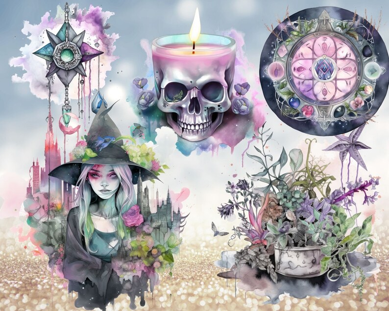 15 Urban Witch Pack-01 Clipart PNG Full Commercial Use Fantasy Clipart ...
