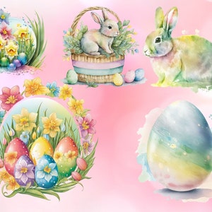 25 Happy Rainbow Easter Clipart | PNG | Full Commercial Use | Bunny ...