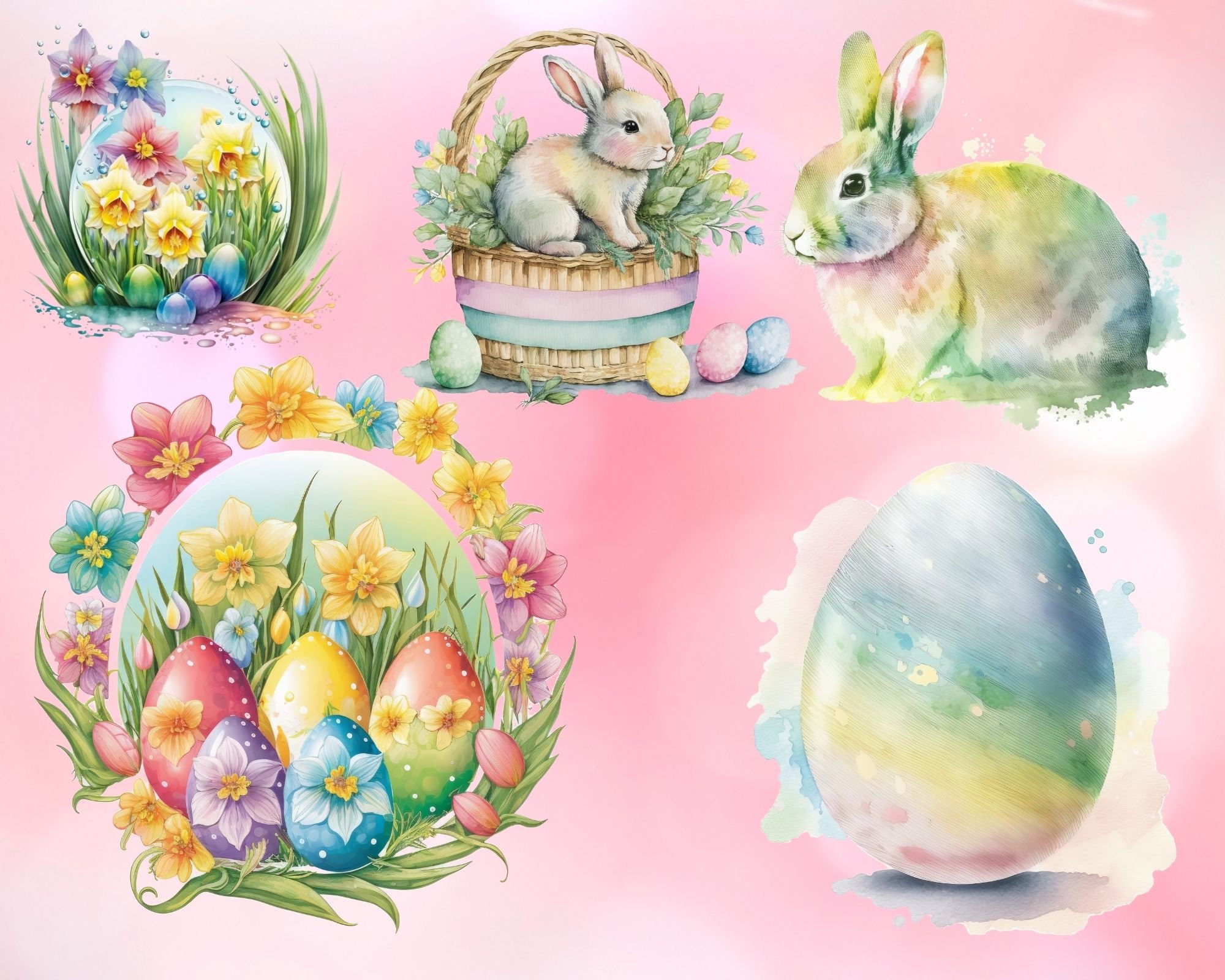 25 Happy Rainbow Easter Clipart PNG Full Commercial Use - Etsy