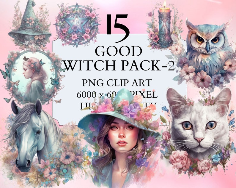 15 Good Witch Pack-02 Clipart PNG Full Commercial Use - Etsy