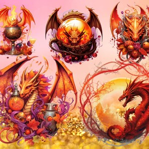 25 Sun Dragon Witch Pack-01 Clipart | PNG | Full Commercial Use ...