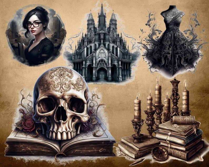 15 Dark Academy Pack-01 Clipart PNG Full Commercial Use Fantasy Clipart ...