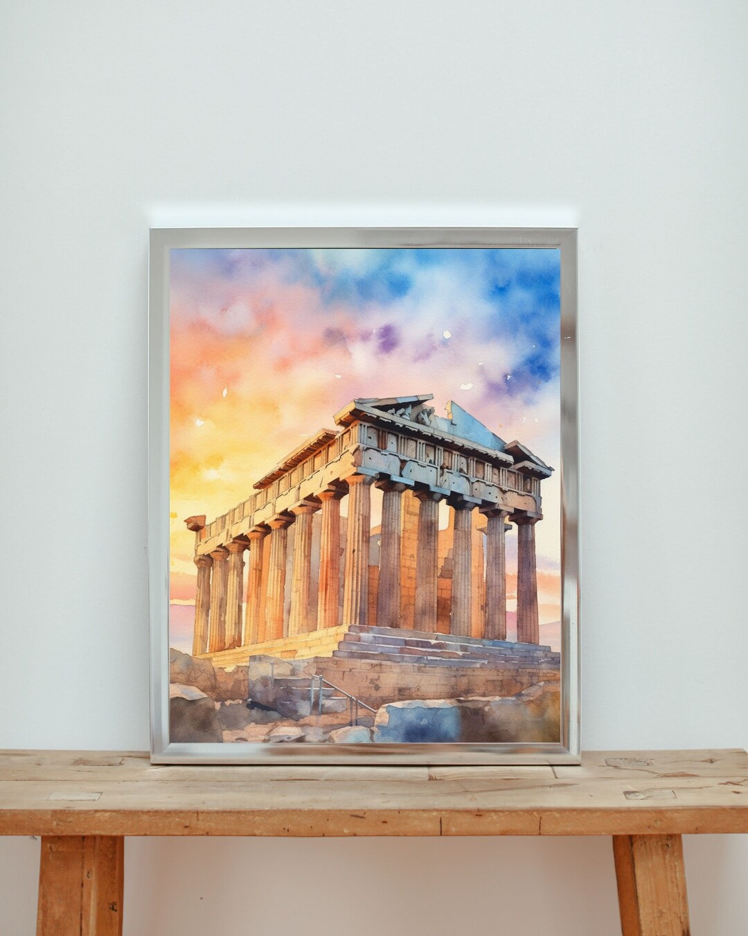 Parthenon Sunset #02 | Watercolor Painting | Modern Farmhouse Decor ...