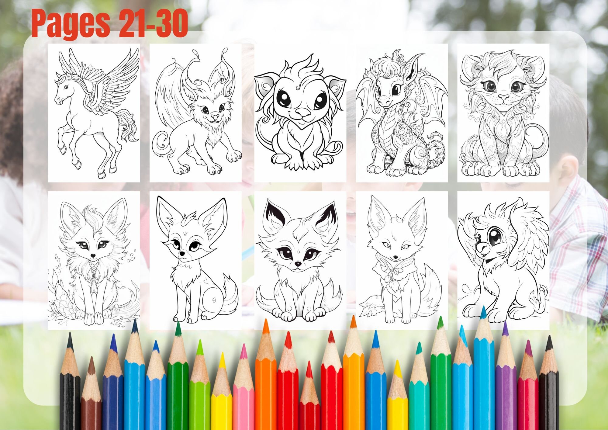 50 Cute Mythical Creatures Coloring Page Bundle Printable SVG PDF ...