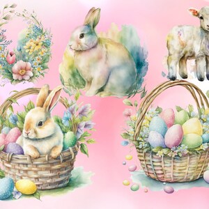 25 Happy Rainbow Easter Clipart | PNG | Full Commercial Use | Bunny ...