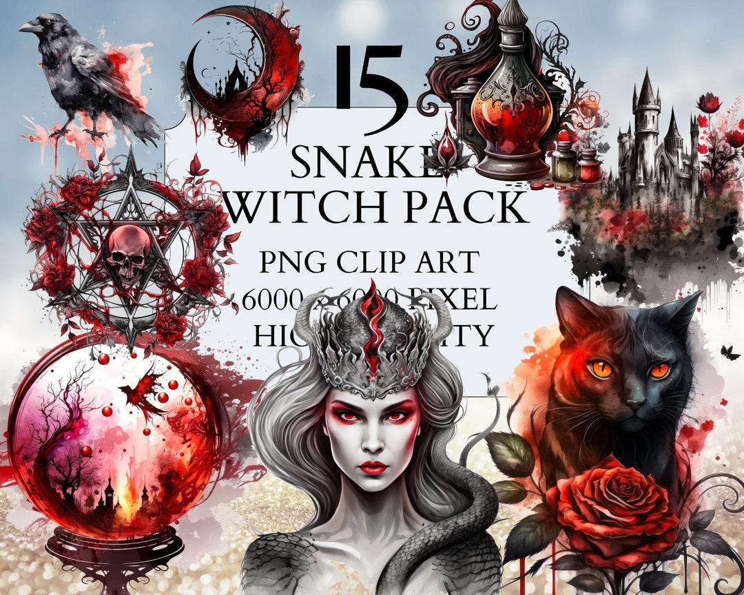 15 Snake Witch Pack Clipart | PNG | Full Commercial Use | Fantasy ...