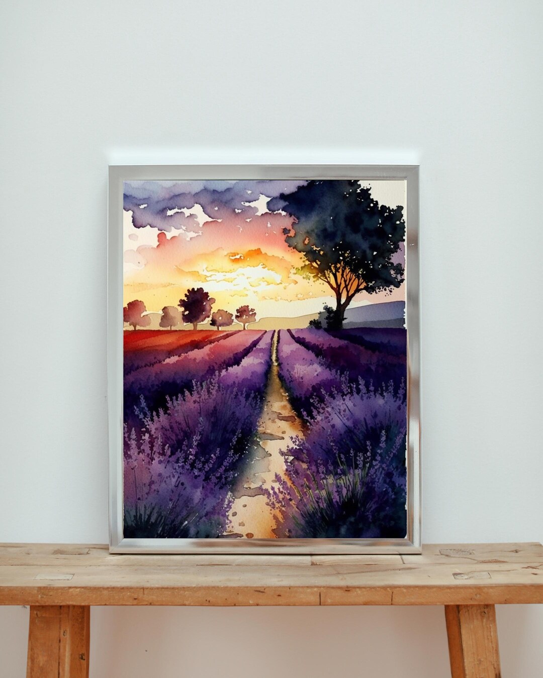 Lavender Fields at Sunset #1 | Watercolor Painting | Modern Farmhouse ...