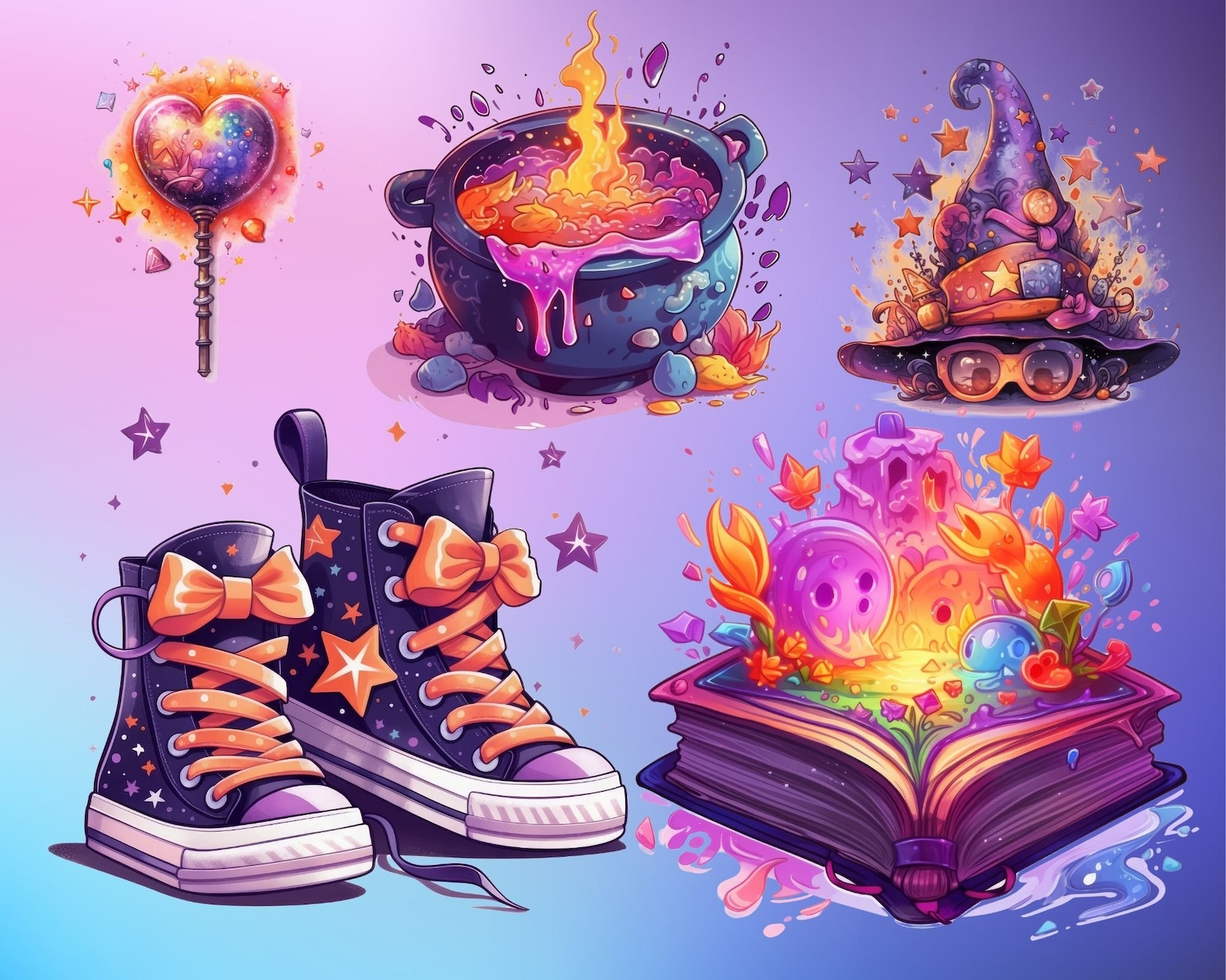 20 Cute Witch Pack 1 Clipart PNG Full Commercial Use Kids Clipart Witch ...