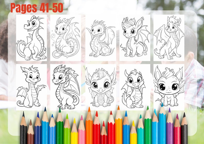 50 Cute Mythical Creatures Coloring Page Bundle Printable SVG PDF ...
