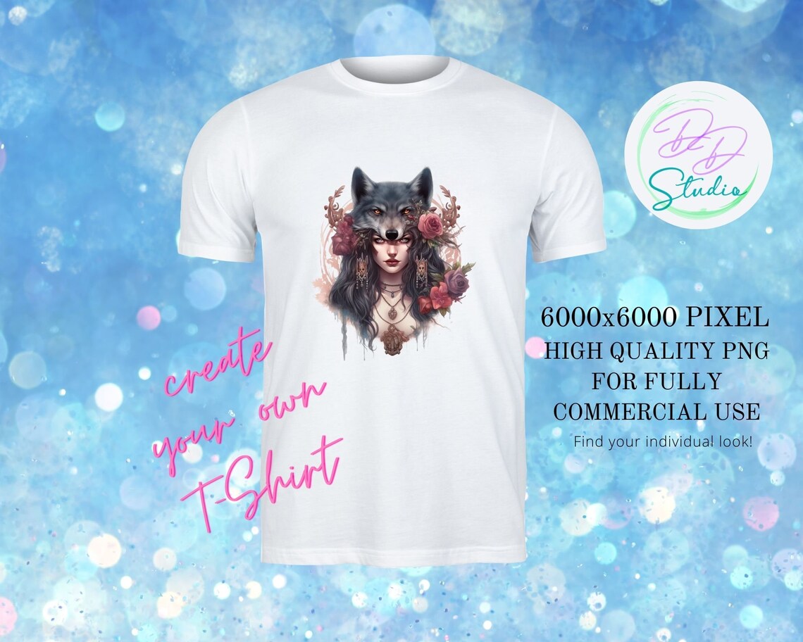 15 Wolf Witch Pack-01 Clipart PNG Full Commercial Use Fantasy Clipart ...