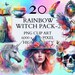20 Rainbow Witch Pack 2 Clipart PNG Full Commercial Use Fantasy Clipart Witch Clipart Watercolor ...