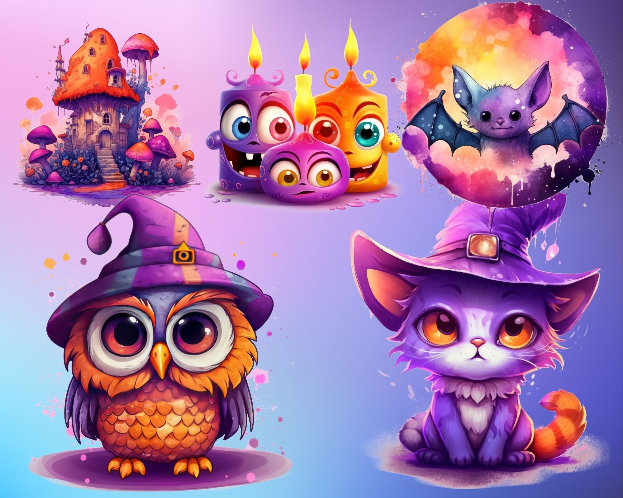 20 Cute Witch Pack 1 Clipart PNG Full Commercial Use Kids Clipart Witch ...