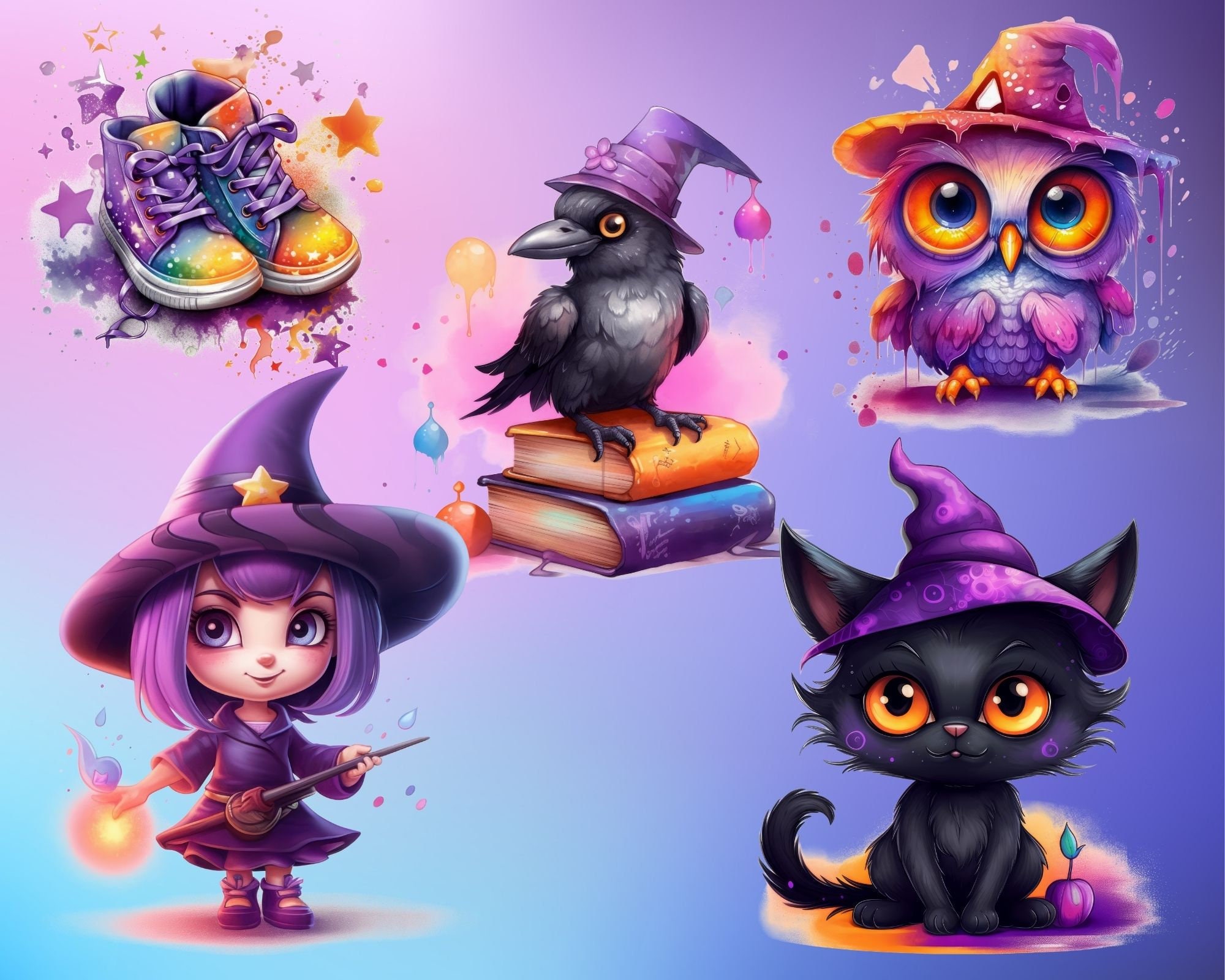 20 Cute Witch Pack #4 Clipart | PNG | Full Commercial Use | Kids ...